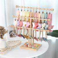 China Wooden Wall Shelf Decoration 3-Tier Baby Headband Holder Hairbands Display Stand for sale