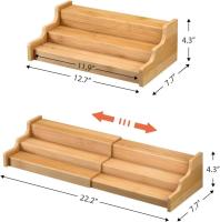 China 3 Tier Bamboo Expandable Display Shelf Gift Package Kitchen Cabinet Organizer Oem/Odm for sale