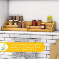 China 3 Tier Bamboo Expandable Display Shelf Gift Package Kitchen Cabinet Organizer Oem/Odm for sale