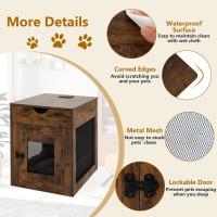 China Wooden Dog Kennel End Table with Removable Cushion and Storage Drawer Gray Wood Color for sale