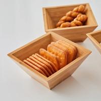 China Wooden Salad Bowl Set with Natural Bamboo Square Bowls and Dried Fruit Organizer for sale