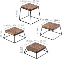 China High Quantity Burnt Wood Black Metal Wire Square Food Display Wooden Pizza Stands for sale
