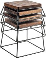 China High Quantity Burnt Wood Black Metal Wire Square Food Display Wooden Pizza Stands for sale