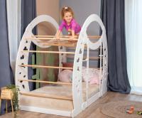 China Montessori Climbing Bed with Climbing Wall Modern Design Kids Play Bed Frame by OEM for sale