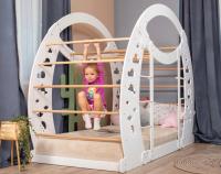 China Montessori Climbing Bed with Climbing Wall Modern Design Kids Play Bed Frame by OEM for sale