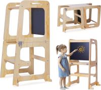 China Adjustable Platform Standing Tower Customized Logo Accepted Toddler Wooden Step Stool for sale