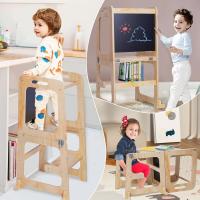 China Adjustable Platform Standing Tower Customized Logo Accepted Toddler Wooden Step Stool for sale
