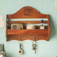 China Customized Design Wood Shelf Key Holder and Entryway Mail Organizer for Wall Mounting for sale