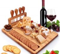 China Free Sample Charge Bamboo Cheese Board and Knife Set for Charcuterie Cutting for sale
