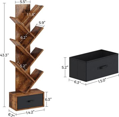 China Handmade 7-Tier Industrial Rustic Vintage Storage Rack Tree Bookshelf With Open Shelves for sale