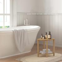 China Living Room Furniture Customized Easy Assemble Bamboo Bathroom Shower Stool with Shelf for sale