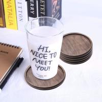 China Cup holder mat 4 Inch Natural Bamboo Eco-Friendly Wooden Coasters with Metal Holder for sale