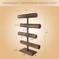 China 4 Tier Bangle Watch Necklace Wooden Display Jewelry Stand Holder in Antique Brown for sale