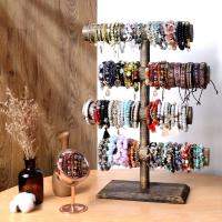 China 4 Tier Bangle Watch Necklace Wooden Display Jewelry Stand Holder in Antique Brown for sale