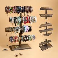 China 4 Tier Bangle Watch Necklace Wooden Display Jewelry Stand Holder in Antique Brown for sale
