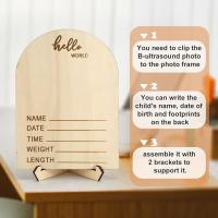 China Die Cutting Printing 7.9 x 5.7 Inch Cute Wood Newborn Photo Frame for Nursery Decor for sale