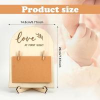 China Die Cutting Printing 7.9 x 5.7 Inch Cute Wood Newborn Photo Frame for Nursery Decor for sale