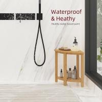 China NO Folded Bamboo Bathroom Shower Stool with Shelf The Ultimate Bathroom Essential for sale