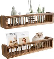 China Customizable Wood Floating Shelves for Bedroom Aesthetic Picture Ledge Shelf Set of 2 for sale