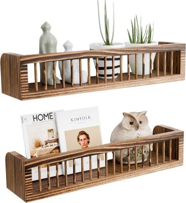 China Customizable Wood Floating Shelves for Bedroom Aesthetic Picture Ledge Shelf Set of 2 for sale