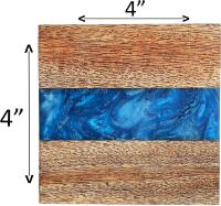 China Modern Ocean Blue Epoxy Wood Resin Coaster With Holder The Perfect Choice For Any Home for sale