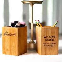 China Office Table Storage Container Box Holder for Pens and Pencils in Modern Wooden Style for sale