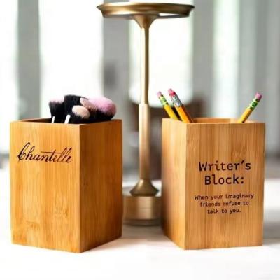 China Office Table Storage Container Box Holder for Pens and Pencils in Modern Wooden Style for sale