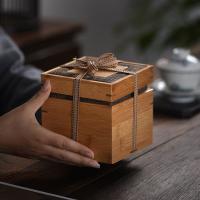 China Natural and Safe Material Design Bamboo Box with Ribbon Tie Industrial Gift Craft for sale
