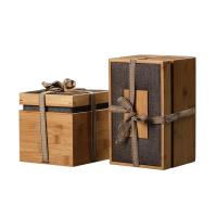 China Natural and Safe Material Design Bamboo Box with Ribbon Tie Industrial Gift Craft for sale