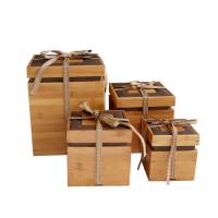 China Natural and Safe Material Design Bamboo Box with Ribbon Tie Industrial Gift Craft for sale