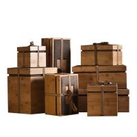 China Natural and Safe Material Design Bamboo Box with Ribbon Tie Industrial Gift Craft for sale