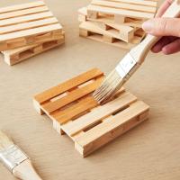 China Wood plain color 3.9 X 3.9 In Custom Logo Size Square Mini Pallet Natural Cup Mat for sale