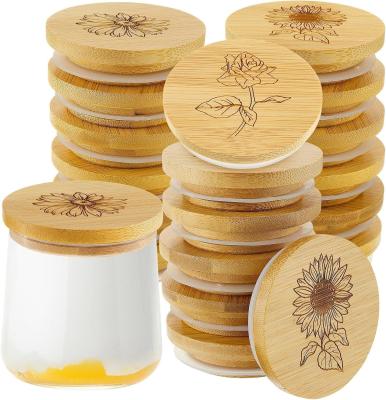China Wooden Plain Color Bamboo Jar Lids With Silicone Sealing Rings Easy Open End Design for sale