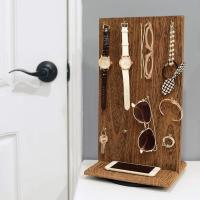 China Space Saving Function 9 W X 7.5 D X 16.5 H Wooden Jewelry Display Stand with 32 Hooks for sale