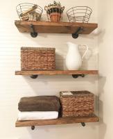 China Indoor Hanger Floating Shelf Wall Wood Shelving for Microwave Oven Rustic Display Shelf for sale