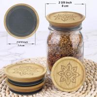 China High Borosilicate Glass 6Pcs Jar Containers with Wooden Plain Color Lid and Bamboo Lid for sale