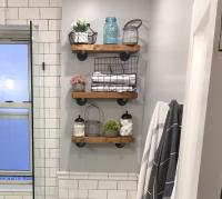 China Indoor Hanger Floating Shelf Wall Wood Shelving for Microwave Oven Rustic Display Shelf for sale
