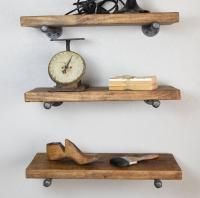 China Indoor Hanger Floating Shelf Wall Wood Shelving for Microwave Oven Rustic Display Shelf for sale