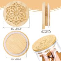 China Fresh Style 12 Pcs Wooden Plain Color Jars for Candle Glass Yogurt Jar Lid Lids Wooden for sale