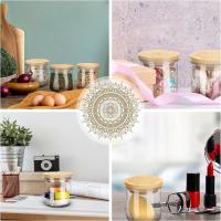 China Fresh Style 12 Pcs Wooden Plain Color Jars for Candle Glass Yogurt Jar Lid Lids Wooden for sale