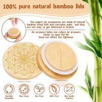 China Fresh Style 12 Pcs Wooden Plain Color Jars for Candle Glass Yogurt Jar Lid Lids Wooden for sale