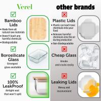 China Convenient 4 Pack Glass Food Storage Containers With Bamboo Lids Easy Open End Design for sale