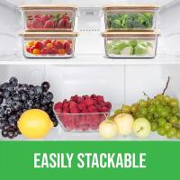 China Convenient 4 Pack Glass Food Storage Containers With Bamboo Lids Easy Open End Design for sale