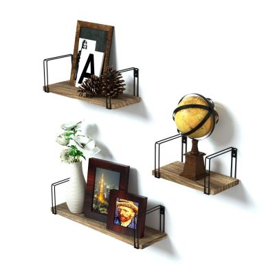 China Living Room Furniture Wall Shelf Metal Wood Modern Holding Kitchen Appliance Save Space for sale