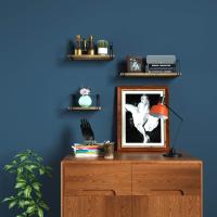 China Living Room Furniture Wall Shelf Metal Wood Modern Holding Kitchen Appliance Save Space for sale