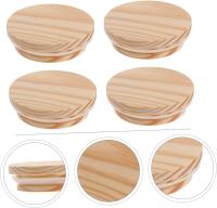 China 8Pcs Wooden Bamboo Lids Non Spill Candle Glass Jars Airtight Jar Wooden Lid Jars for sale