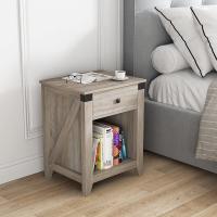China Modern Farmhouse Nightstand with Drawer Rustic Wood Bedside Table 16 x 19 x 24 inches for sale