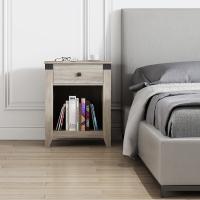China Modern Farmhouse Nightstand with Drawer Rustic Wood Bedside Table 16 x 19 x 24 inches for sale