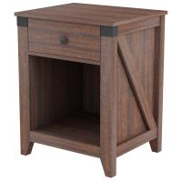 China Modern Farmhouse Nightstand with Drawer Rustic Wood Bedside Table 16 x 19 x 24 inches for sale