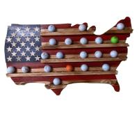 China Wooden American Flag Golfball Holder for Golfball Display in Living Room for sale